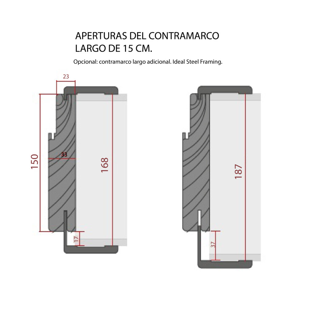 KIT CONTRAMARCO TEKSTURA ALETA ANCHA PARA MURO 15 a 19 – Rinder Aberturas